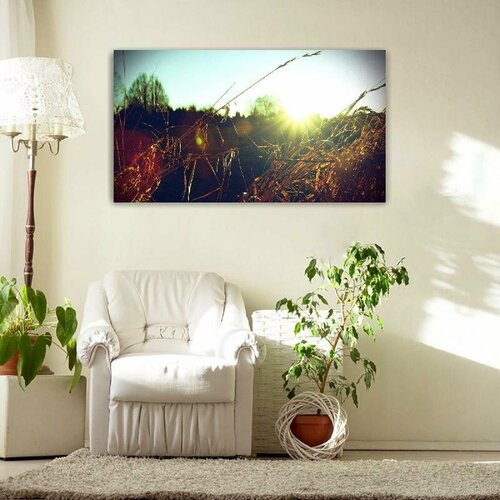 Картина на холсте 60x110 LinxOne "Пейзаж, природа, колос, трава" интерьерная для дома / на стену / на кухню / с подрамником
