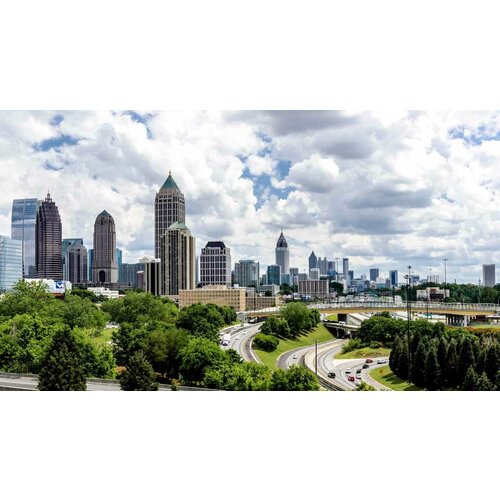 Картина на холсте 60x110 LinxOne "Город Atlanta Атланта" интерьерная для дома / на стену / на кухню / с подрамником