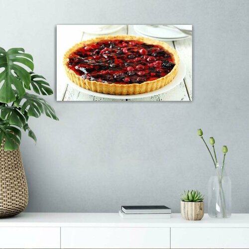 Картина на холсте 60x110 LinxOne "Berries cake десерт ягоды" интерьерная для дома / на стену / на кухню / с подрамником