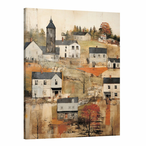 Интерьерная картина 50х70 "Деревня в стиле колониальной архитектуры"