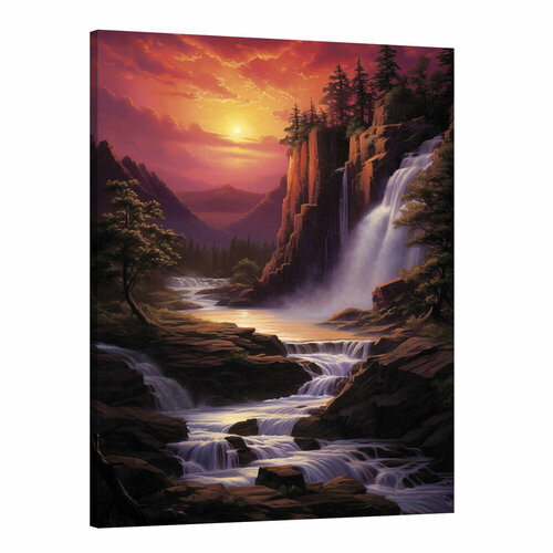 Интерьерная картина 50х70 "Водопад в сумерках"