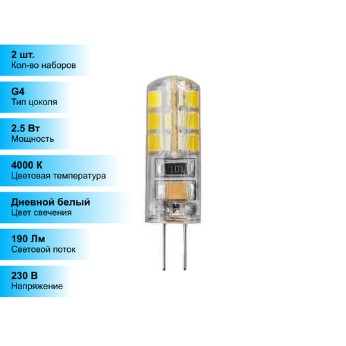 (2 шт.) Светодиодная лампочка Navigator G4 2.5Вт 230В 4000K