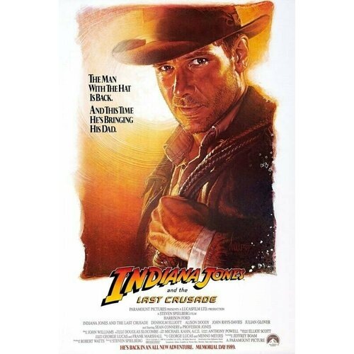 Плакат, постер на бумаге Индиана Джонс и последний крестовый поход (Indiana Jones and the Last Crusade), Стивен Спилберг. Размер 60 х 84 см