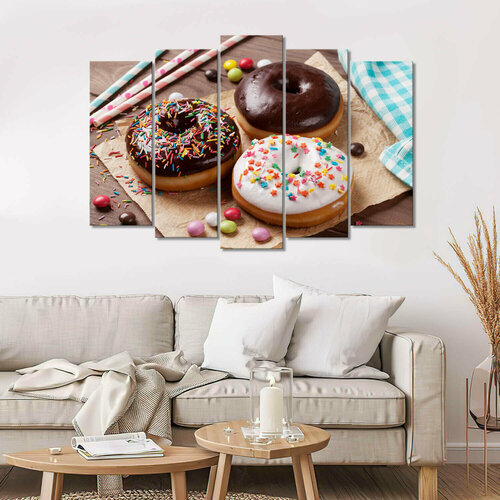 Модульная картина/Модульная картина на холсте/Модульная картина в подарок/шоколадные пончики-chocolate donuts 125х85