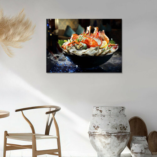 Картина/Картина на холсте для интерьера/Картина на стену/Картина для кухни/ - Морепродукты ассорти(6) 50х70