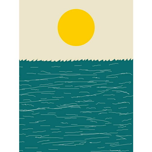 Плакат, постер на бумаге Minimalism/Море, солнце/искусство/арт/абстракция/творчество. Размер 30 на 42 см