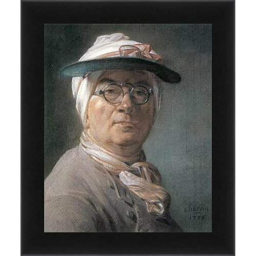 Плакат, постер на холсте Self-Portrait Wearing Glasses. Жан Батист Симеон Шарден. Размер 60 на 84 см