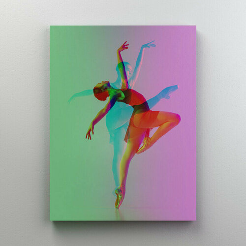 Интерьерная картина на холсте "Балерина в розовом свете" размер 30x40 см