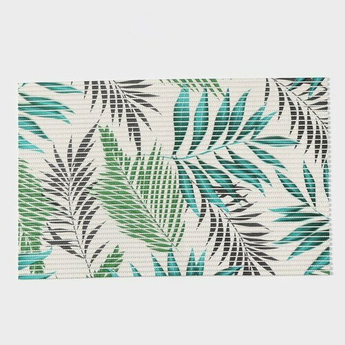 Доляна Коврик для ванной Доляна «Пальмовая ветвь», 40×65 см, цвет зелёный