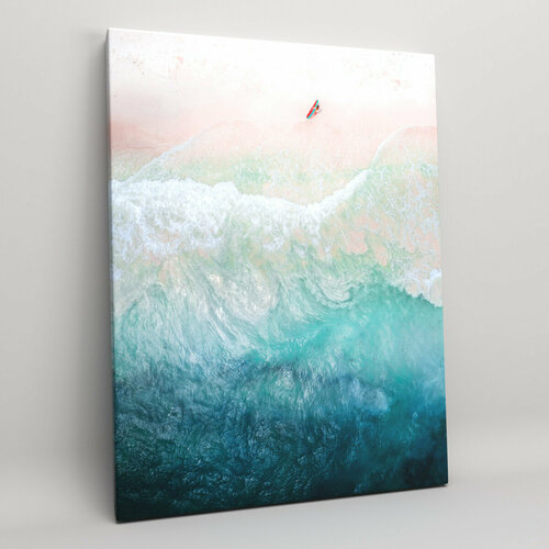 Картина на холсте (интерьерный постер) "Пенные волны" моря и океаны, с деревянным подрамником, размер 30x40 см