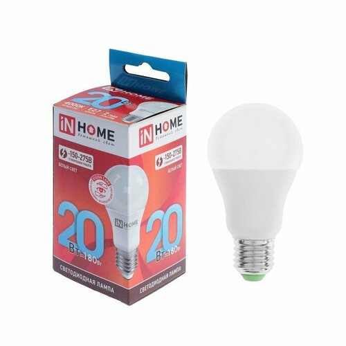 Лампа светодиодная IN HOME LED-A60-VC, Е27, 20 Вт, 230 В, 4000 К, 1900 Лм (комплект из 11 шт)