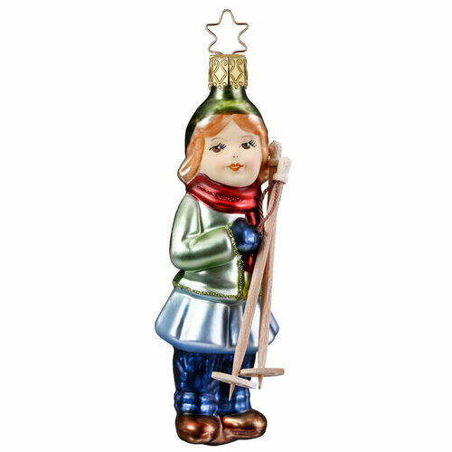 Inge Glas Стеклянная елочная игрушка Девочка Стефания - Снежный Поход 12 см, подвеска 10046S021