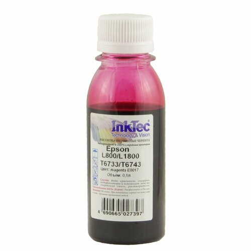 Чернила InkTec E0017 для Epson L800/L1800 T6733/ T6743 , M, 0,1 л, пурпурный