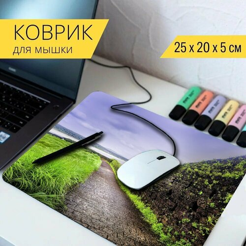 Коврик для мыши с принтом "Стена, кирпич, папоротник" 25x20см.