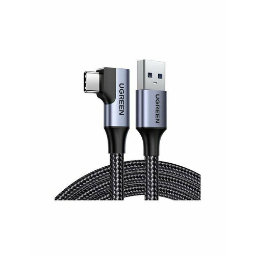 Кабель UGREEN US385 (20299) USB-A Male to USB-C Male 3.0 3A 90-Degree Angled Cable. 1 м. черный