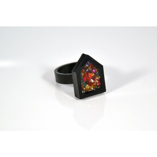 Кольцо Карамба, кристалл, размер 18, черный, мультиколор