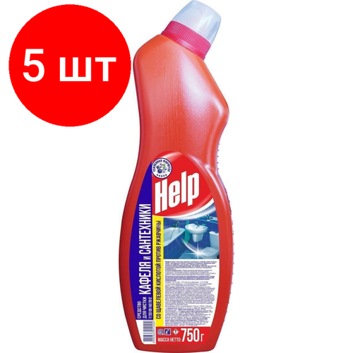 Комплект 5 штук, Средство для сантехники HELP для кафеля со щавелевой кислотой 750гр
