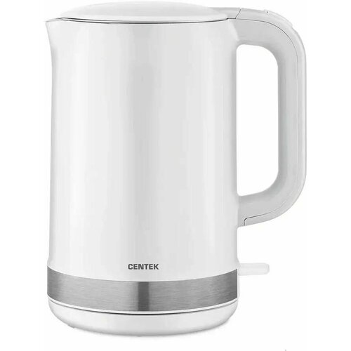 Чайник электрический CENTEK CT-1010, 2200Вт, белый и серебристый