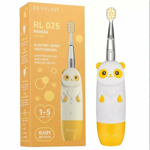 Детская электрическая зубная щётка Revyline RL 025 Panda, желтая, от 1-5 лет, Ревилайн
