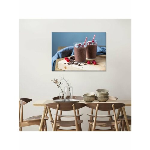 Картина на холсте с подрамником Шоколадный коктейль с ягодами 40х60