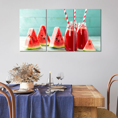 Модульная картина/Модульная картина на холсте/Модульная картина в подарок/Juice from watermelon - Сок из арбуза 90х50