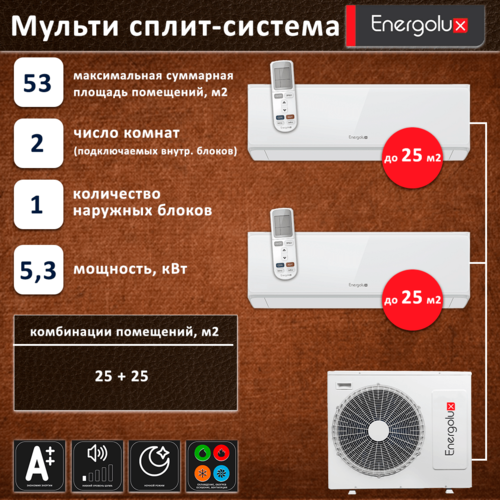 Energolux Комплект мульти сплит-систем Smart Multi на 2 комнаты 25+25 м2 инвертор