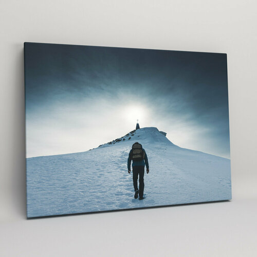Картина на холсте (интерьерный постер) "Восхождение на Эверест" путешествия, с деревянным подрамником, размер 60х45 см