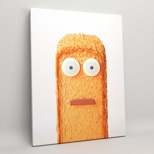 Картина на холсте (интерьерный постер) "Смешная печенька" арт, с деревянным подрамником, размер 45x60 см