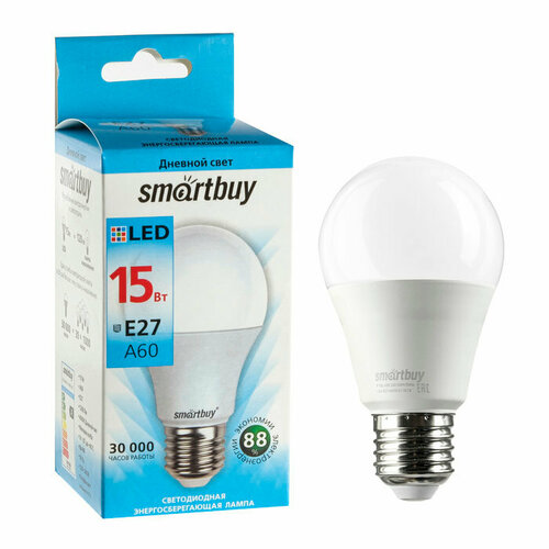 Лампа cветодиодная Smartbuy, E27, A60, 15 Вт, 4000 К, дневной белый свет (комплект из 11 шт)