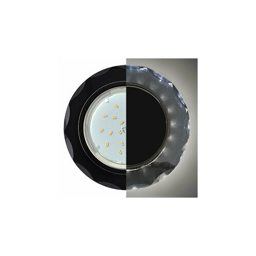 Встраиваемый светильник с подсветкой LD5313 Ecola SP53RCECH GX53 H4 + LED 4000K чёрный хром/чёрный 422158