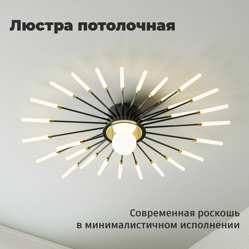 Люстра потолочная светодиодная Fireworks Black LED, 61 Вт