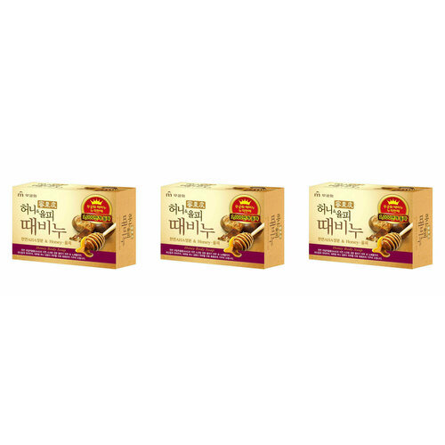 Mukunghwa Мыло туалетное Honey & Chestnut Scrub Bar Soap, 100 г, 3 шт/