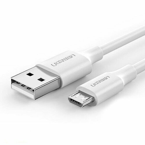 Кабель USB A --> Micro USB 5P (B) 1.0м (USB 2.0) Ugreen, 2.4A, белый (60141)