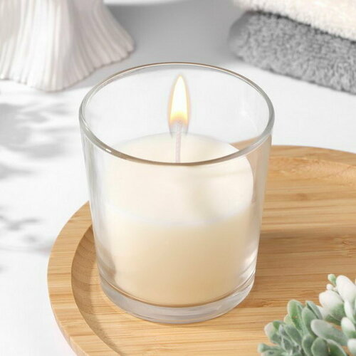 Свеча в гладком стакане ароматизированная "Жасмин", 8.5 см