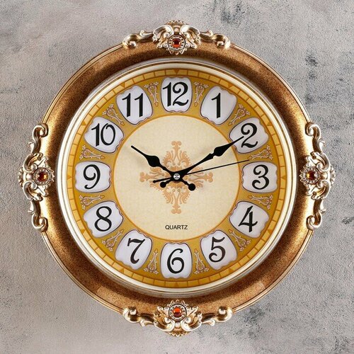 Часы настенные круглые "Роскошь", d-38,5 см, коричнево-жёлтые