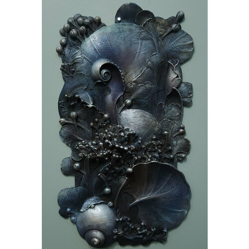 Декоративное панно на стену "Море" из композитной смолы, 54 на 32 см, черный металл