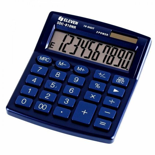 Калькулятор настольный Eleven SDC-810NR-NV (10-разрядный) двойное питание, темно-синий (SDC-810NR-NV)