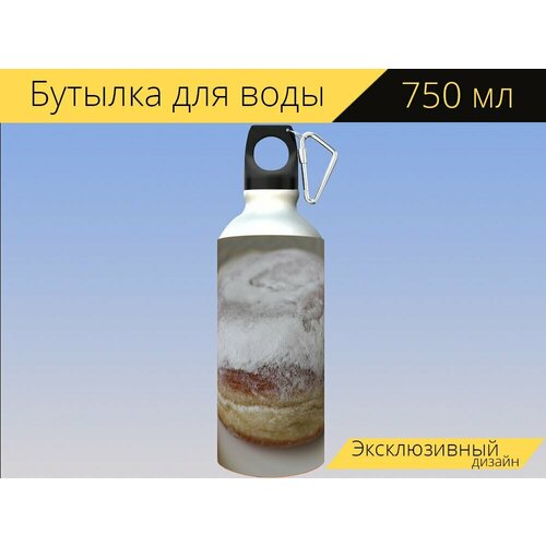 Бутылка фляга для воды "Пончик, абрикосовые пончики, карнавальные пончики" 750 мл. с карабином и принтом