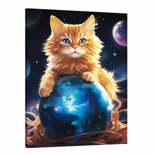 Интерьерная картина 50х70 "Кот и мир"