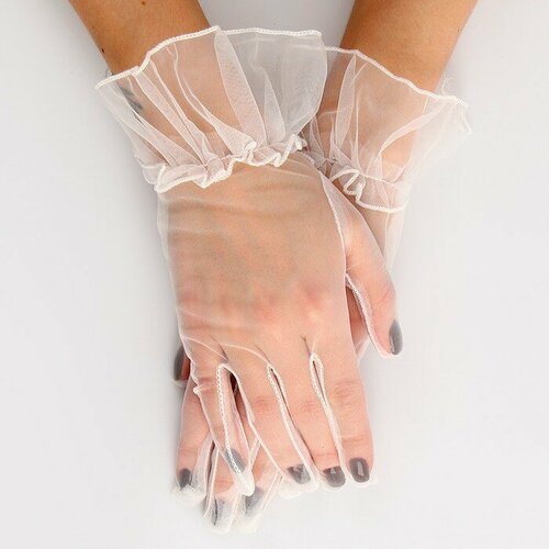 Карнавальный аксессуар - перчатки прозрачные с юбочкой, цвет белый, "Страна Карнавалия"