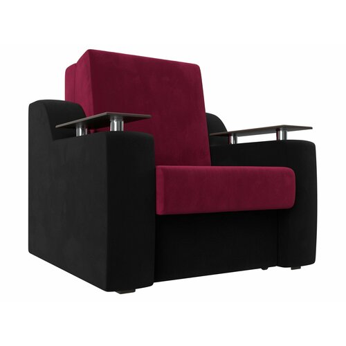 Кресло-кровать Сенатор 60, Микровельвет бордовый и черный