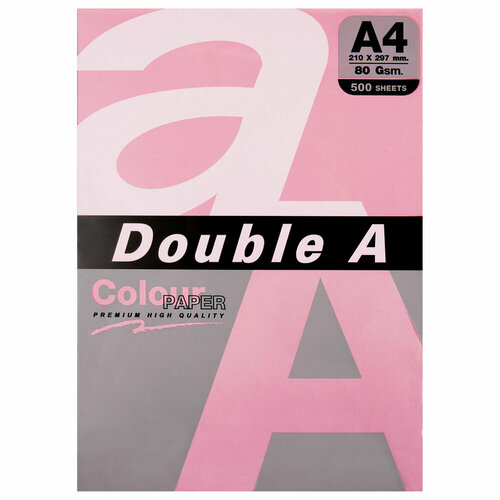 Бумага цветная DOUBLE A, А4, 80 г/м2, 500 л, пастель, розовая