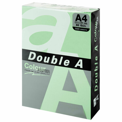 Бумага цветная DOUBLE A, А4, 80 г/м2, 500 л, пастель, светло-зеленая, 1шт. в комплекте