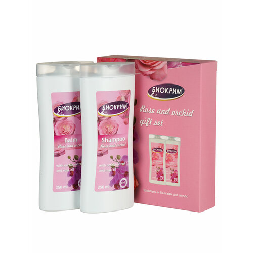 Биокрим Подарочный косметический набор для женщин Rose and Orchid шампунь + бальзам для волос