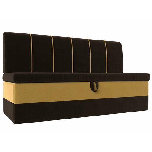 Кухонный диван-кровать Энигма, Микровельвет коричневый и желтый
