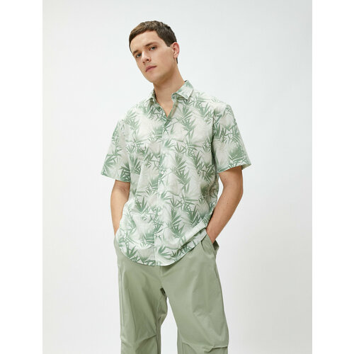 Рубашка KOTON, размер 50, зеленый