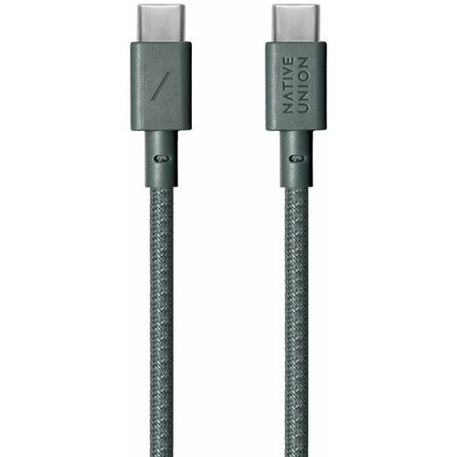 Кабели Native Union Кабель Belt Cable USB-С - USB-С, 2,4 м, пластик, серо-зеленый