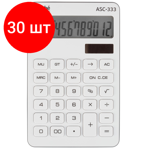 Комплект 30 штук, Калькулятор настольный комп Attache Selection ASС-333.12р, дв. пит,170x108бел
