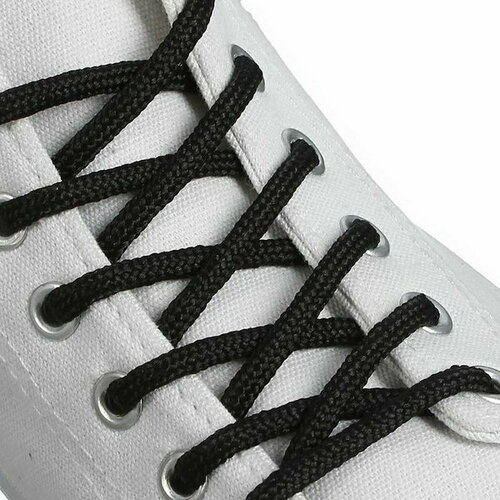 Шнурки для обуви, круглые, d = 4 мм, 80 см, фасовка 25 шт, цвет чёрный, 25 шт.