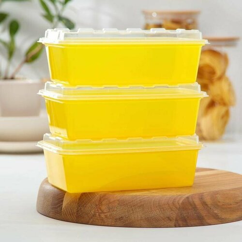 Набор контейнеров для заморозки 1 л Zip, 3 шт, цвет желтый (комплект из 5 шт)